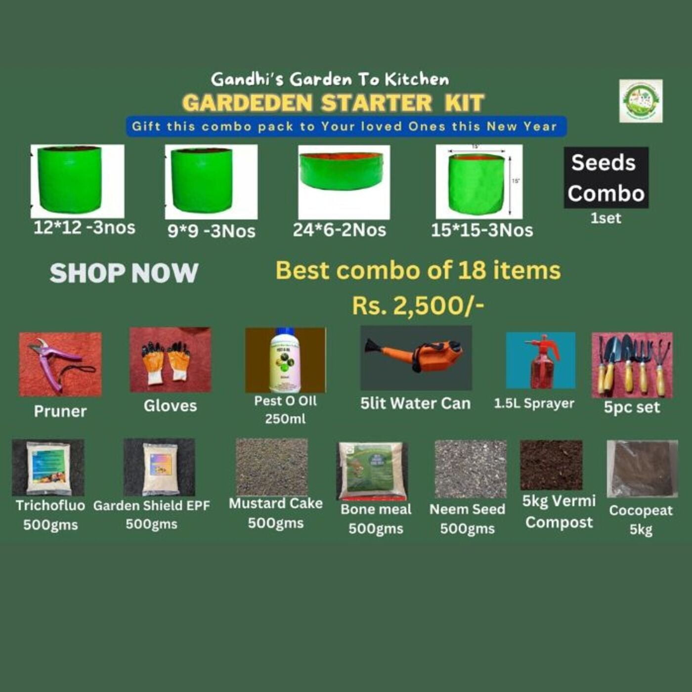 Terrace Garden Starter Kit | Vegetable Garden Starter Kit | Starter Kit ...
